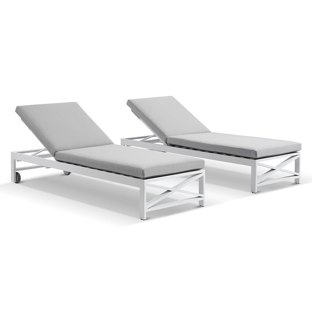 Kansas Outdoor Aluminium Sun Lounge Set on Wheels – United House Furniture