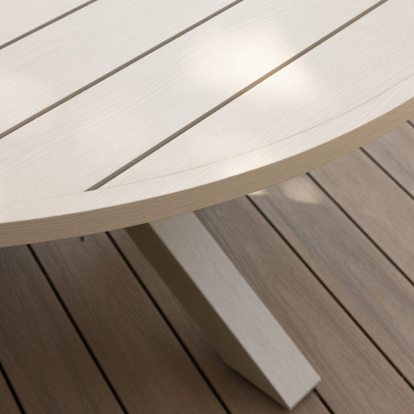 Houston Outdoor 1.8m Round Dining Table in Light Oak Timber Look Alumi
