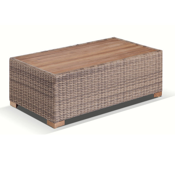 Java Outdoor Wicker Teak Top Rectangle Coffee Table