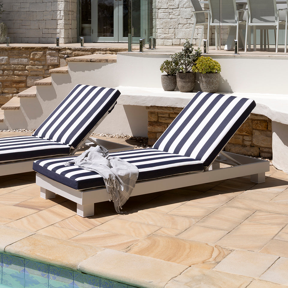 Santorini Aluminium Sun Lounge Set in Teak Look Finish – United House ...